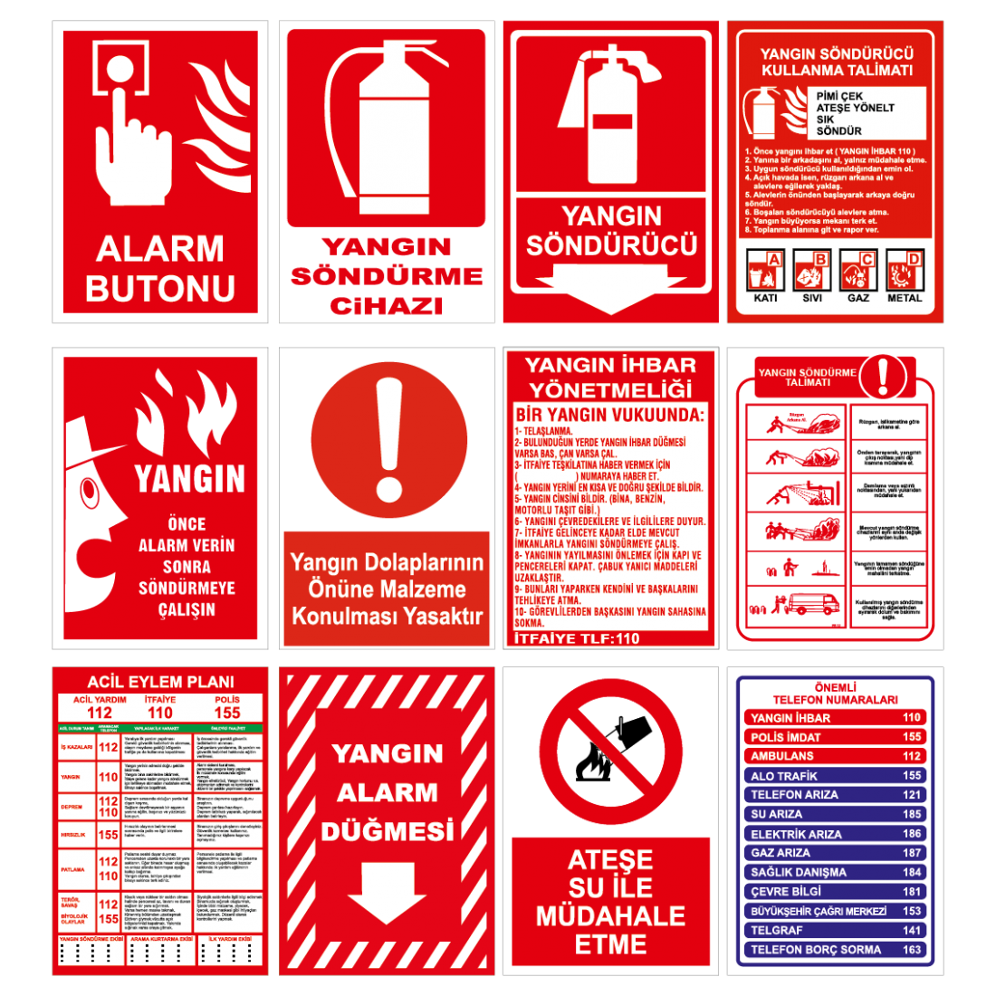 Yangın Uyarı Levhaları - İş Güvenliği Uyarı Tabelaları - Yangınlar İçin ...